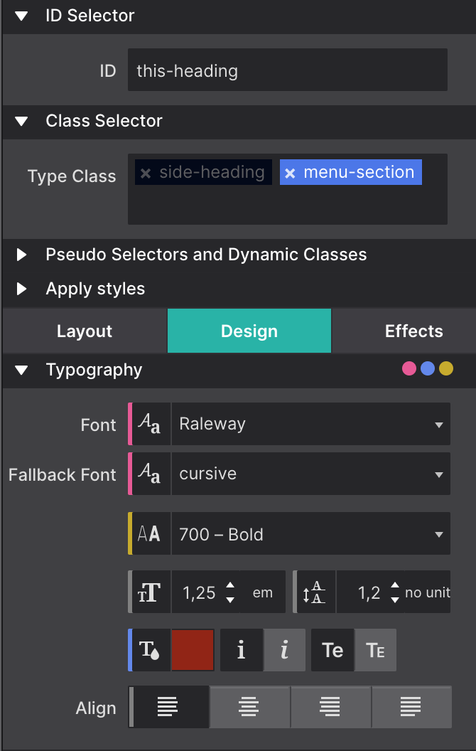 Styles Pane - Selectors